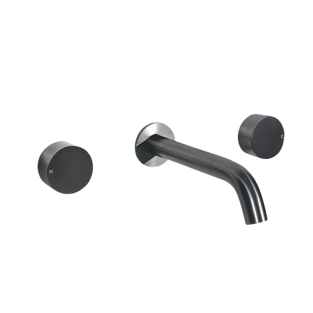 Alma Brushed Gunmetal Simple Circle Handles and Wall Spout Set – Alma Sinks