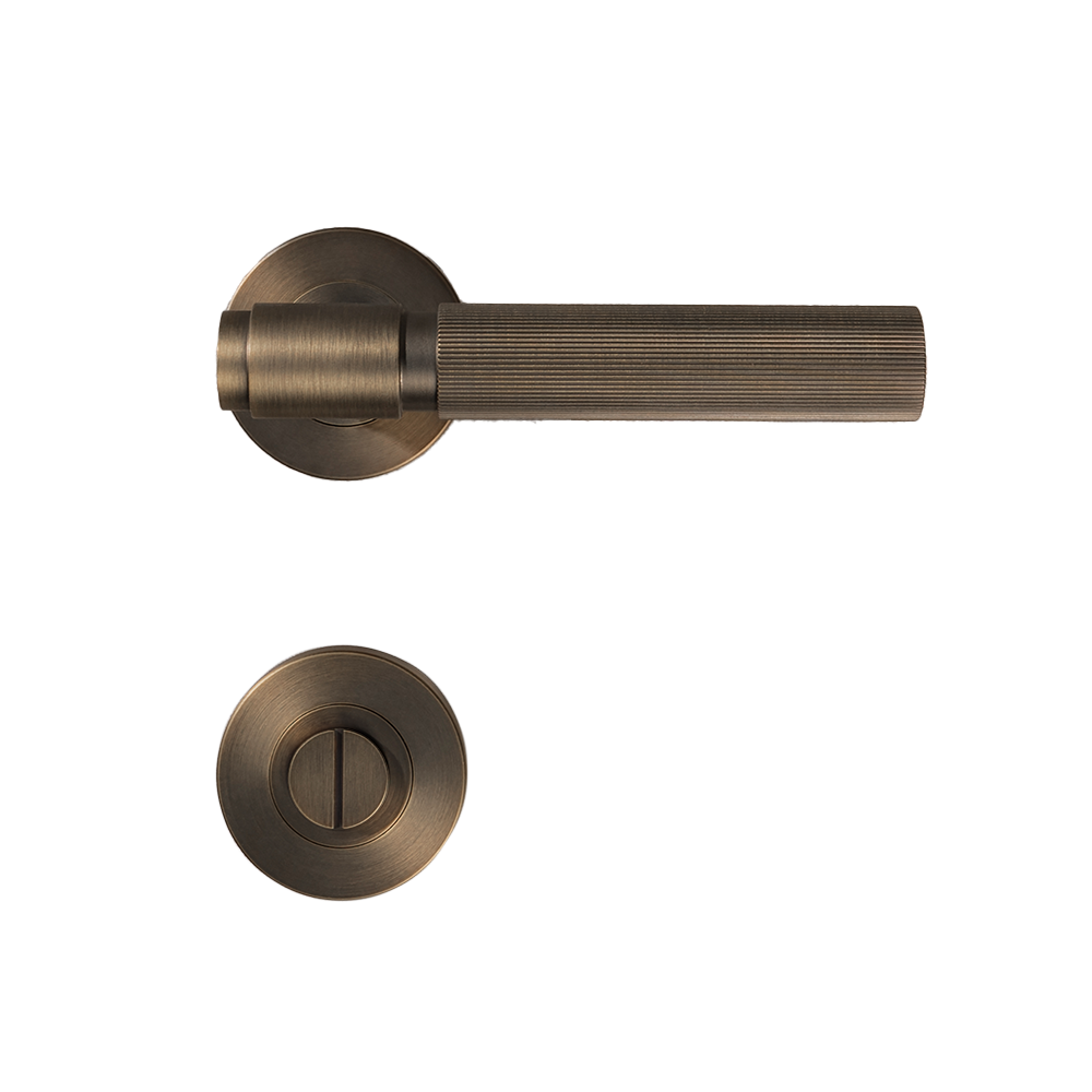 Alma Brushed Vintage Antique Brass Linear Door Handle with Linear Lock ...