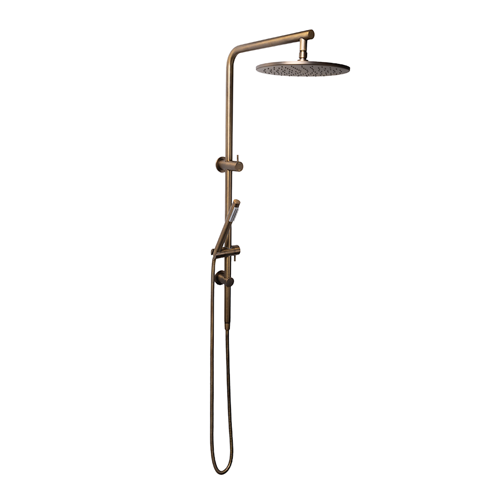 Mira Brushed Vintage Antique Brass Shower Rail Twin Set – Alma Sinks