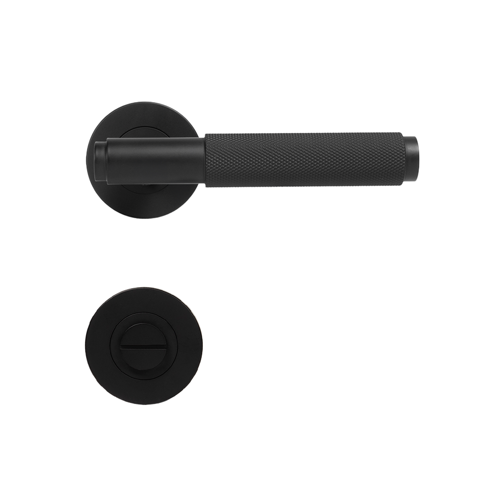 Alma Matte Black Door Handle Knurled with Linear Lock Set – Alma Sinks