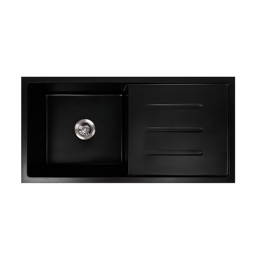 Randall 1000x500 Black Granite Drainboard Single Bowl Sink – Alma Sinks
