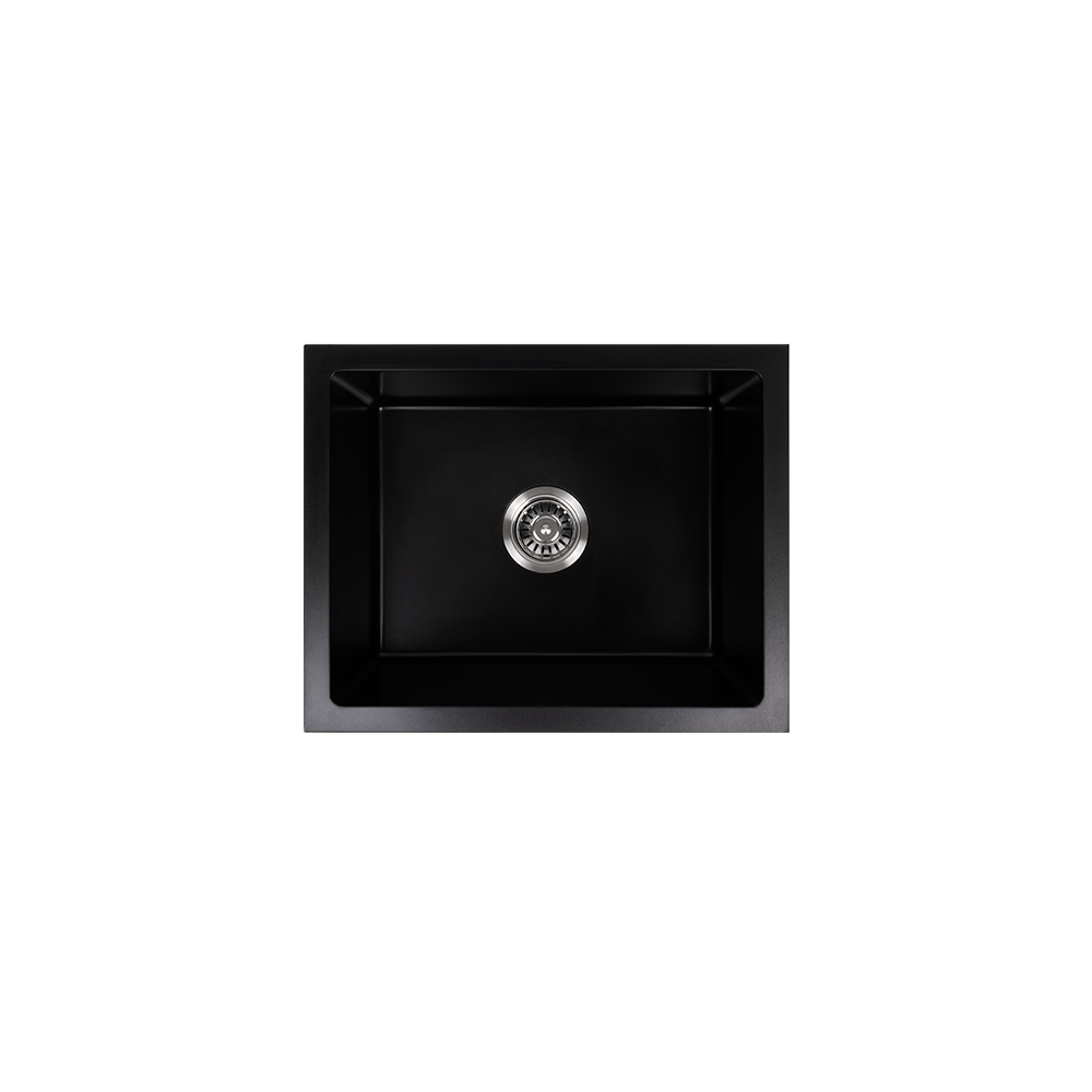 Alma Kenneth 540x430 Black Granite Square Single Bowl Sink – Alma Sinks