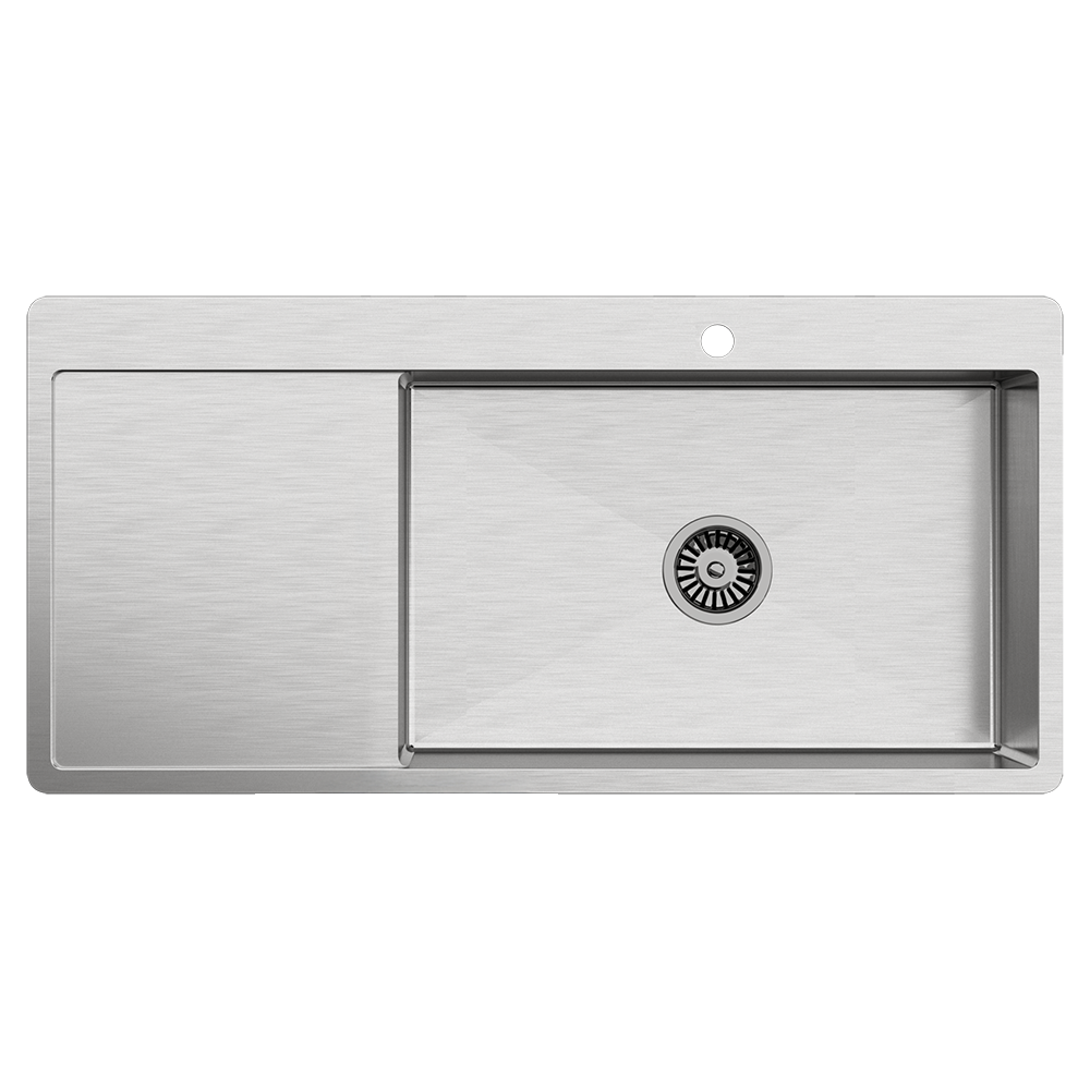 Alma Iver 1080x500 Single Bowl Tap Landing with Left Drain Board Sink ...
