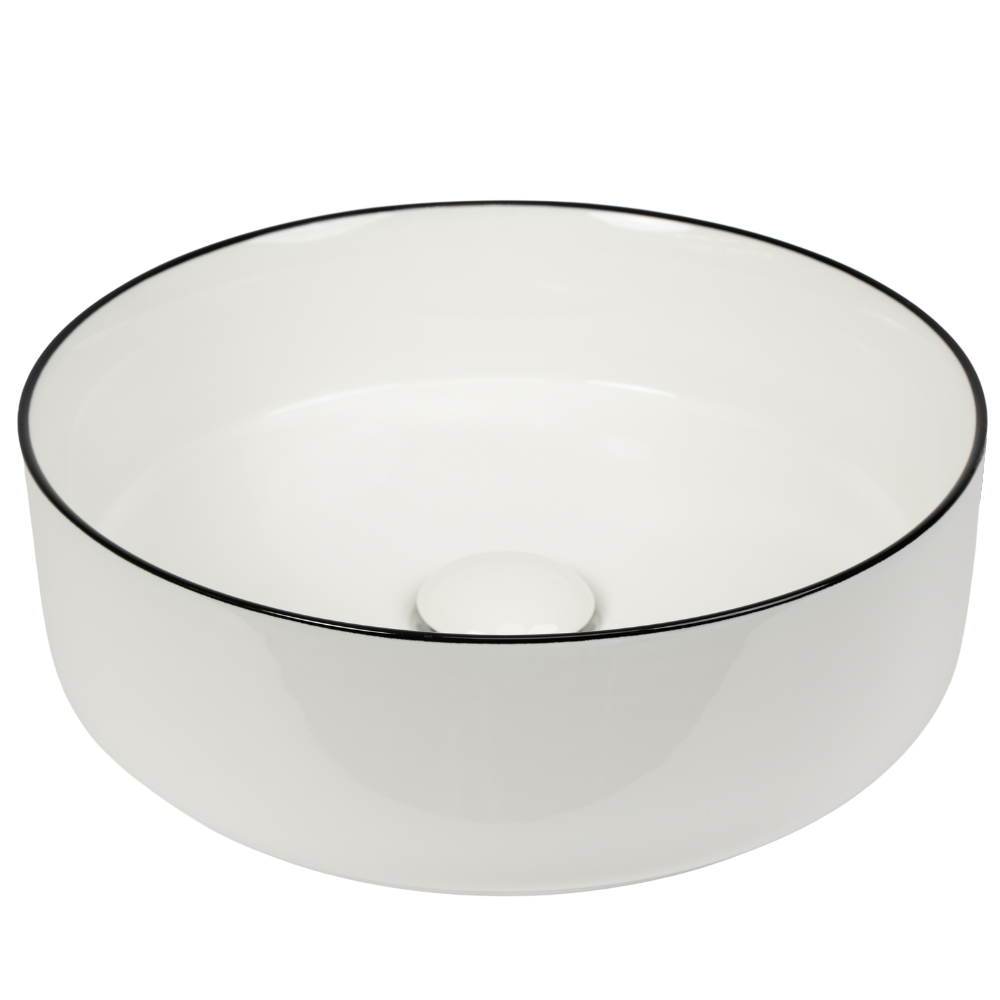 Alma Celeste Gloss White with Black Rim Circle Basin – Alma Sinks