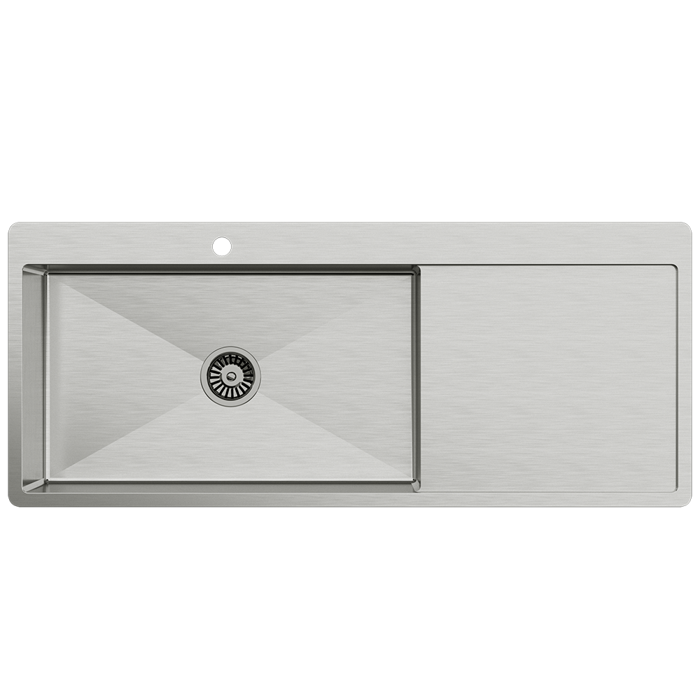 Alma Jayden MKII 1200x500 Single Bowl Tap Landing with Right Drain Boa ...