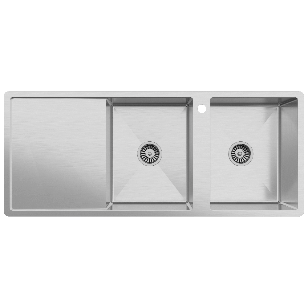 Alma Theo 1200x500 Double Bowl Tap Landing with Left Drain Board Sink ...