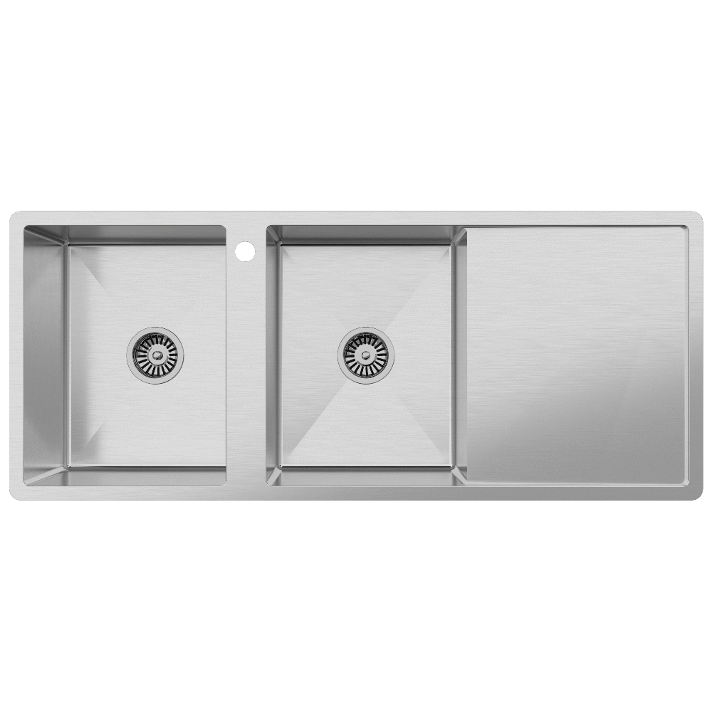 Alma Theo 1200x500 Double Bowl Tap Landing with Right Drain Board Sink ...